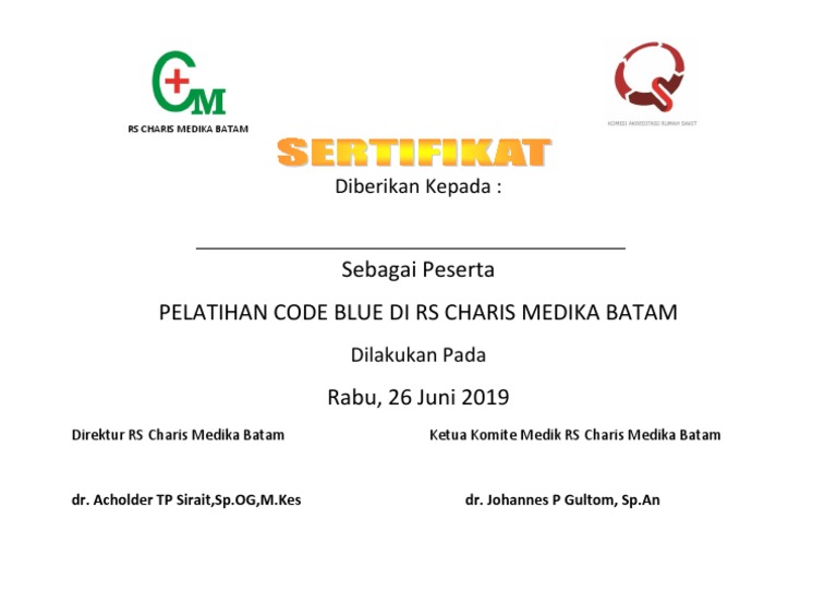 Sertifikat Code Blue | PDF