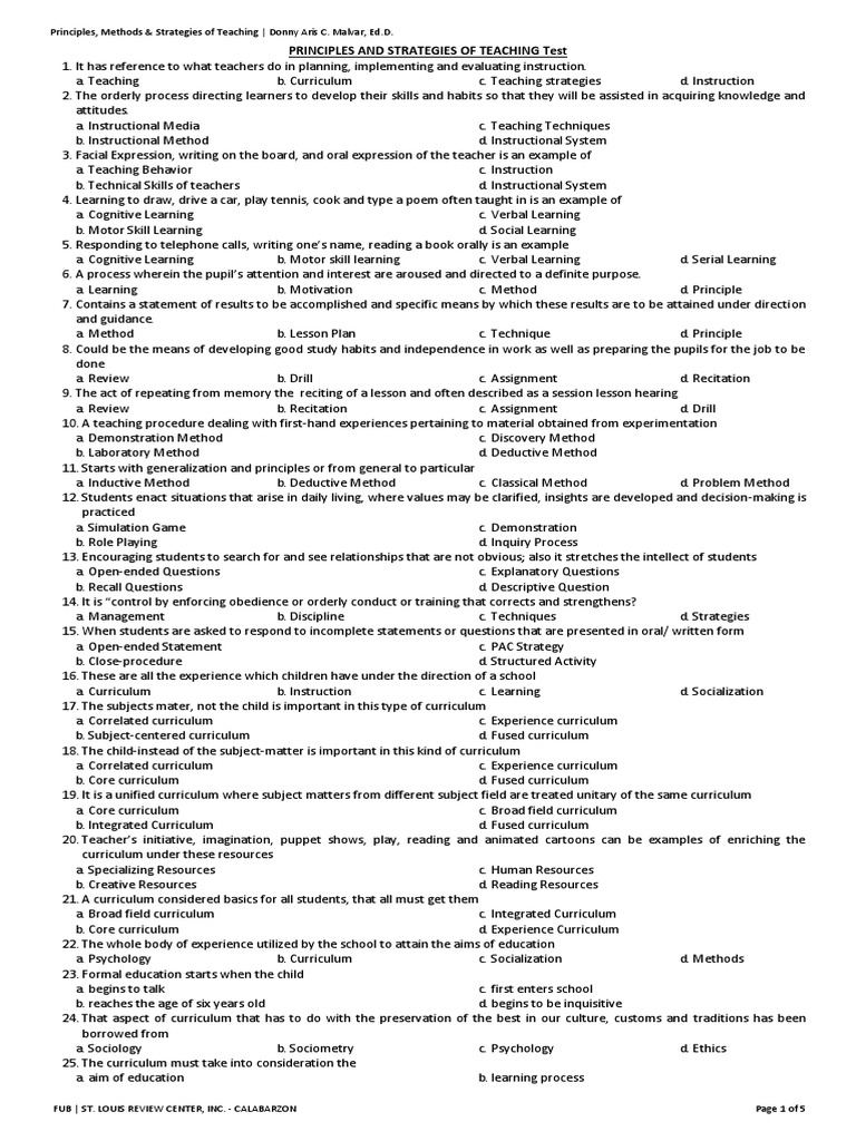 Teaching Principles and Strategies Guide | PDF | Scientific Method ...