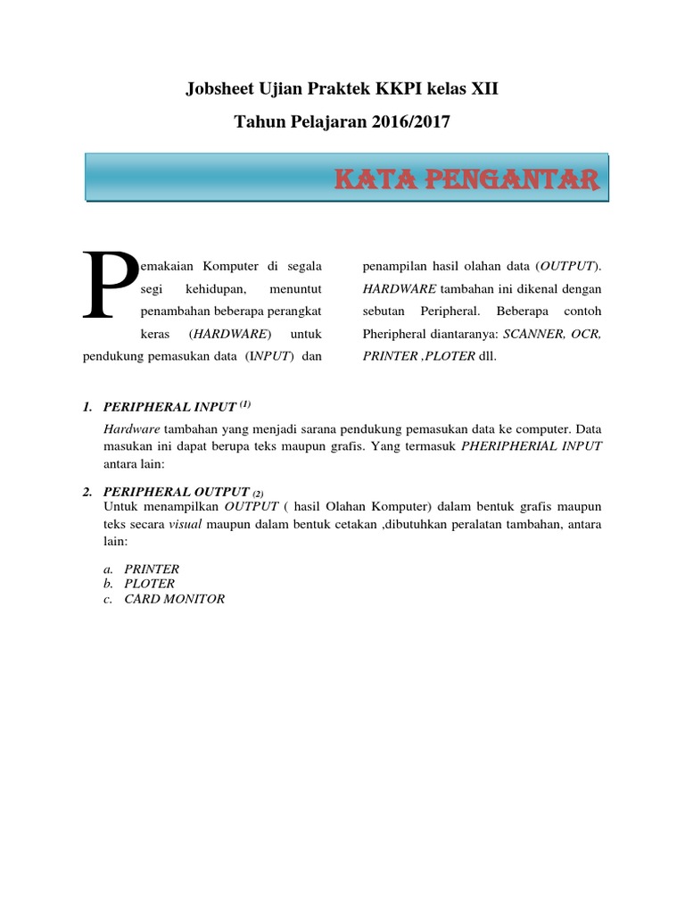 Jobsheet Ujian Praktek KKPI Kelas XII | PDF