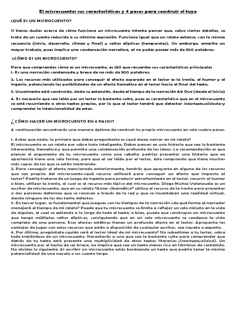 Cómo escribir un microcuento eficaz | PDF | Narrativa | Humor