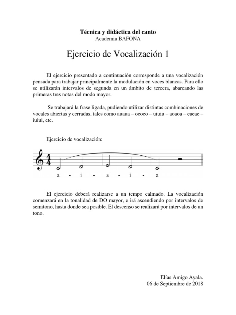 Ejercicios Vocales Para El Desarrollo Técnico Del Canto Pdf