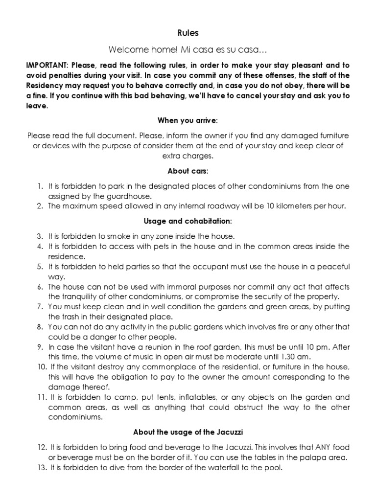 Rules for Renters: A Comprehensive List of Regulations for Guests ...