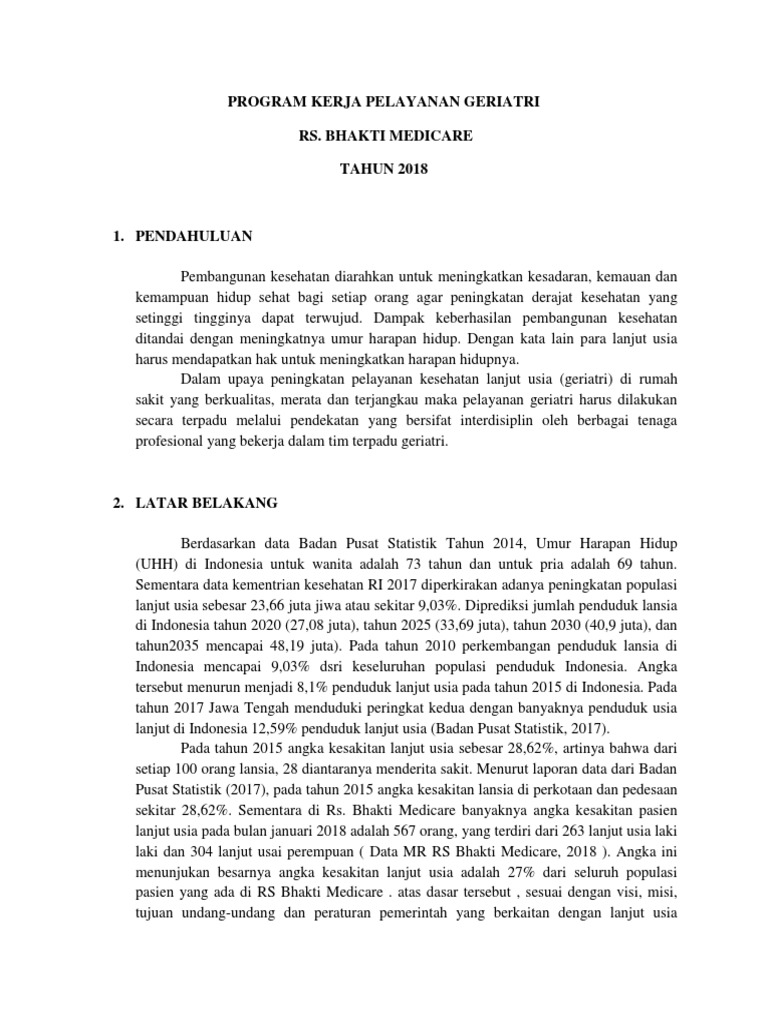 Program Geriatri RS Bhakti 2018 | PDF | Pengembangan Diri | Sains & Matematika