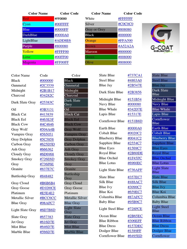 Color Code Photoshop | PDF | Grey | Blue