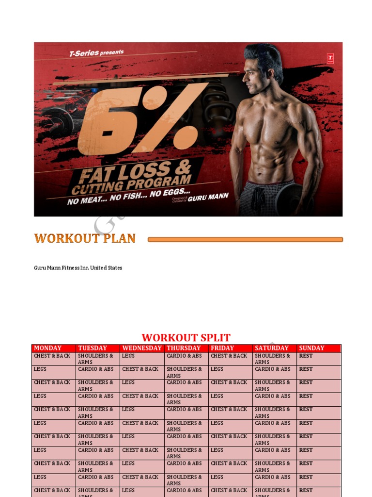 6 Vegetarian Fat Loss Workout Plan by Guru Mann | PDF | Aerobic ...