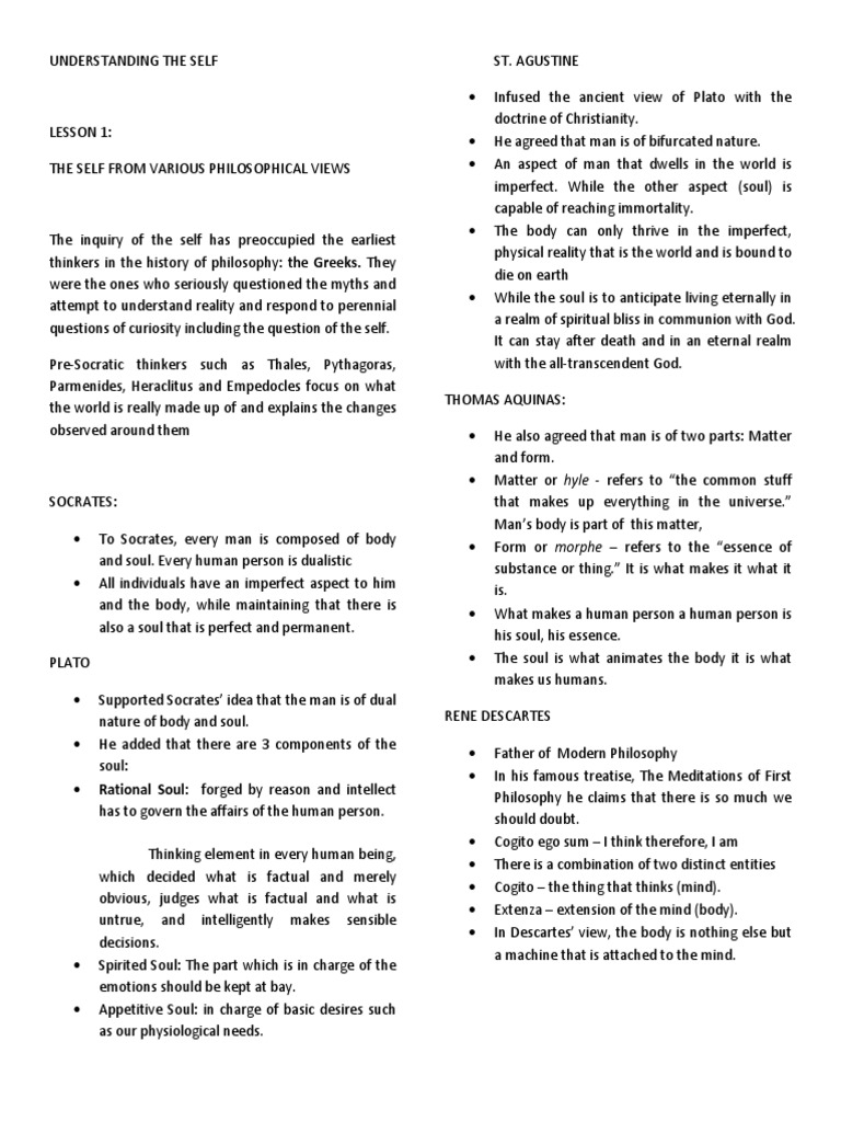 Uts Reviewer | PDF | Self | Soul