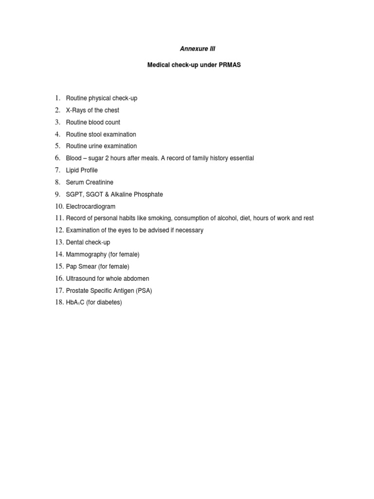 PRMS - Medical Checkup | PDF