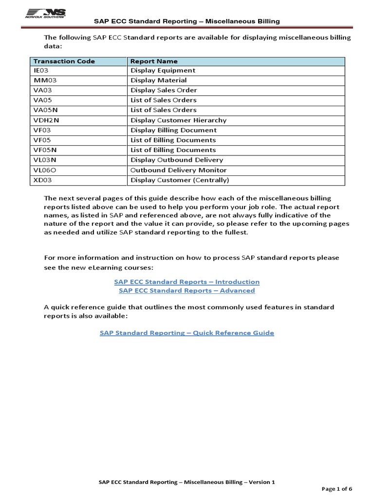 Misc Billing Reporting QRG | PDF | Invoice | Software