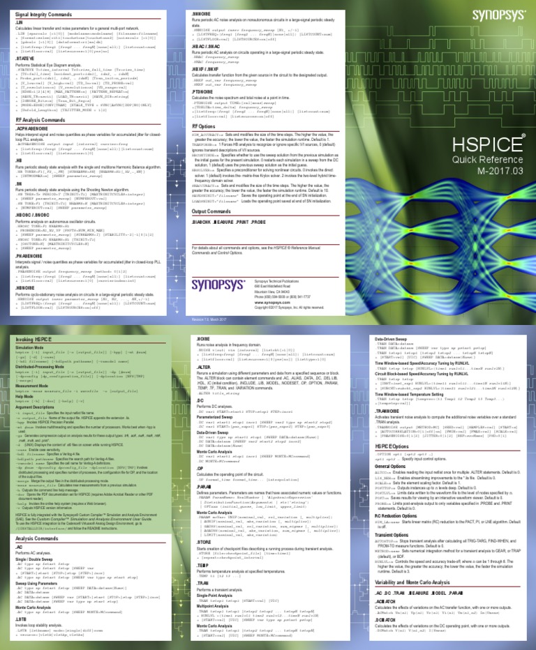 HSpice Quick Commands | Download Free PDF | Spice | Parameter (Computer ...