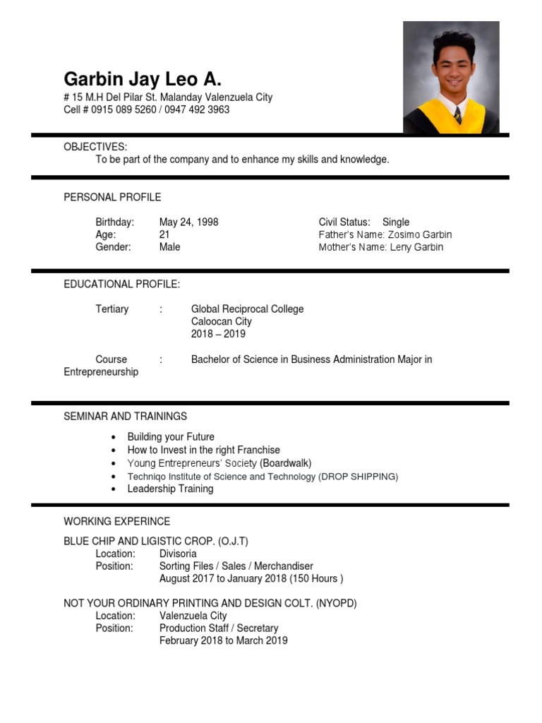 Garbin Jay Leo A.: Techniqo Institute of Science and Technology (DROP ...