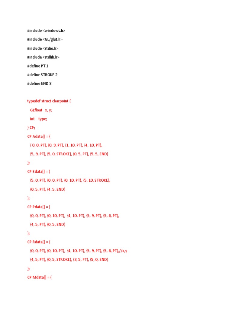 #Include #Include #Include #Include #Define PT 1 #Define STROKE 2 #Define END 3 | PDF | C++ ...