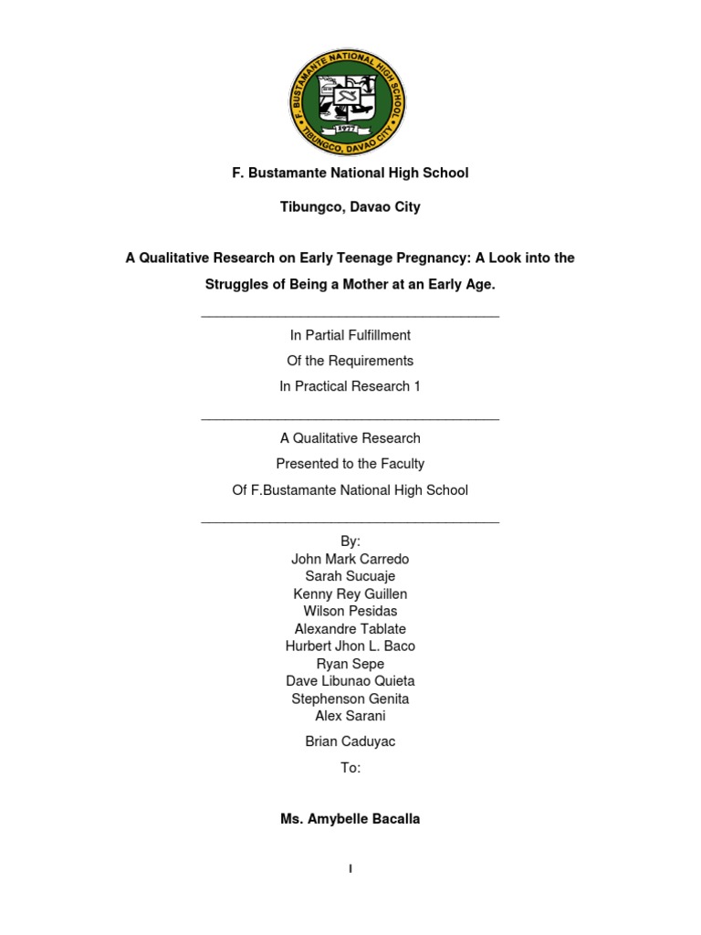 New Pr1 Format | PDF | Teenage Pregnancy | Adolescence