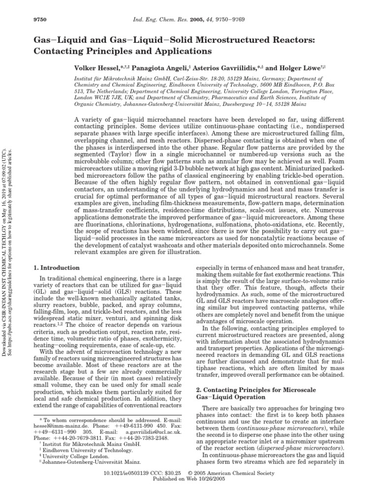 Gas-Liquid and Gas-Liquid-Solid Microstructured Reactors: Contacting ...