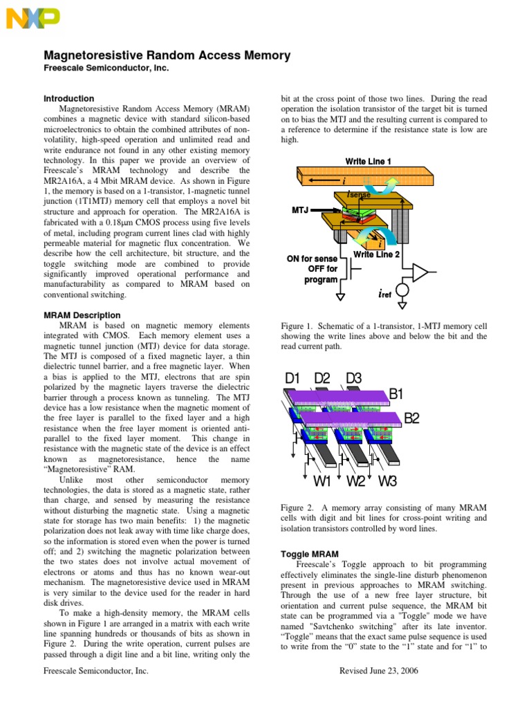 Magnetoresistive Random Access Memory: D1 D2 D3 B1 B2 | PDF | Random Access Memory | Cmos