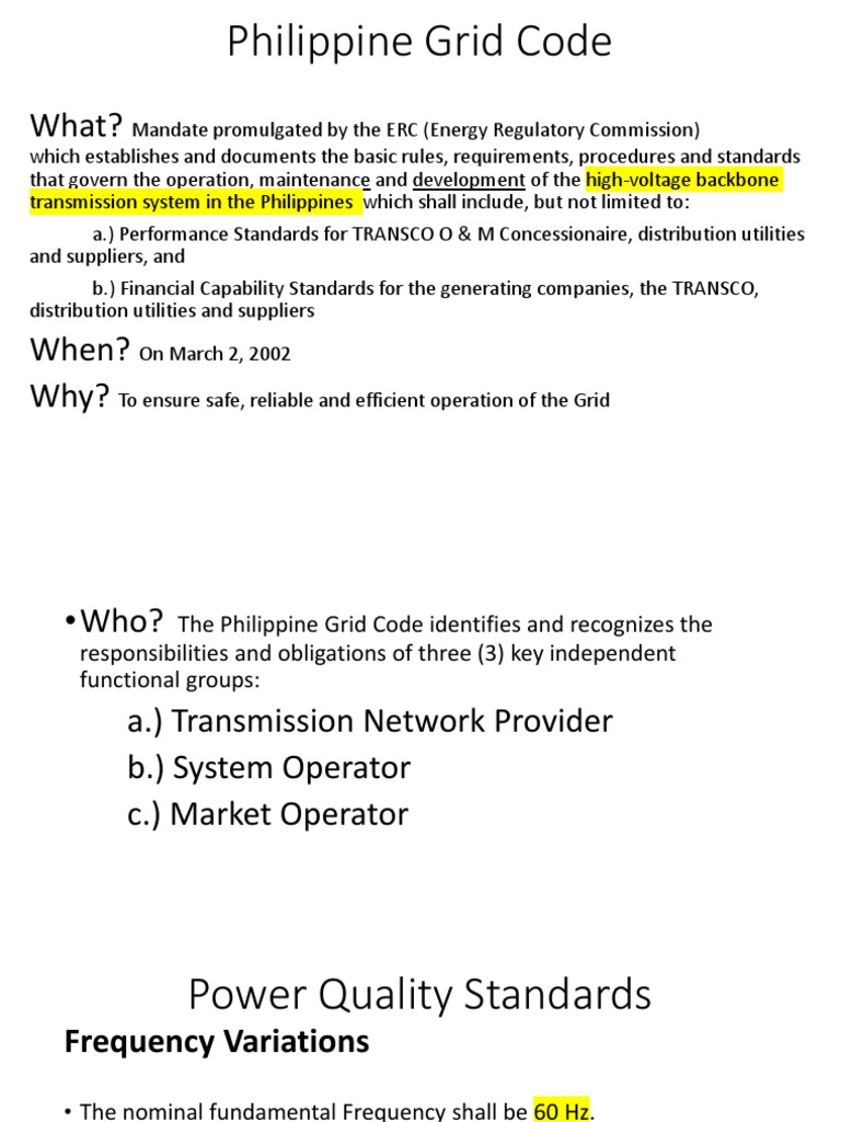 Philippine Grid Code: What? | PDF | Electric Power Transmission | Root ...