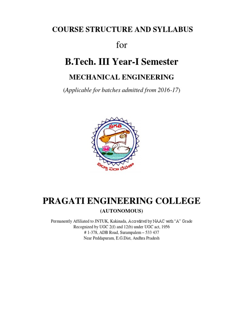 B.Tech. III Year-I Semester: Pragati Engineering College | PDF ...