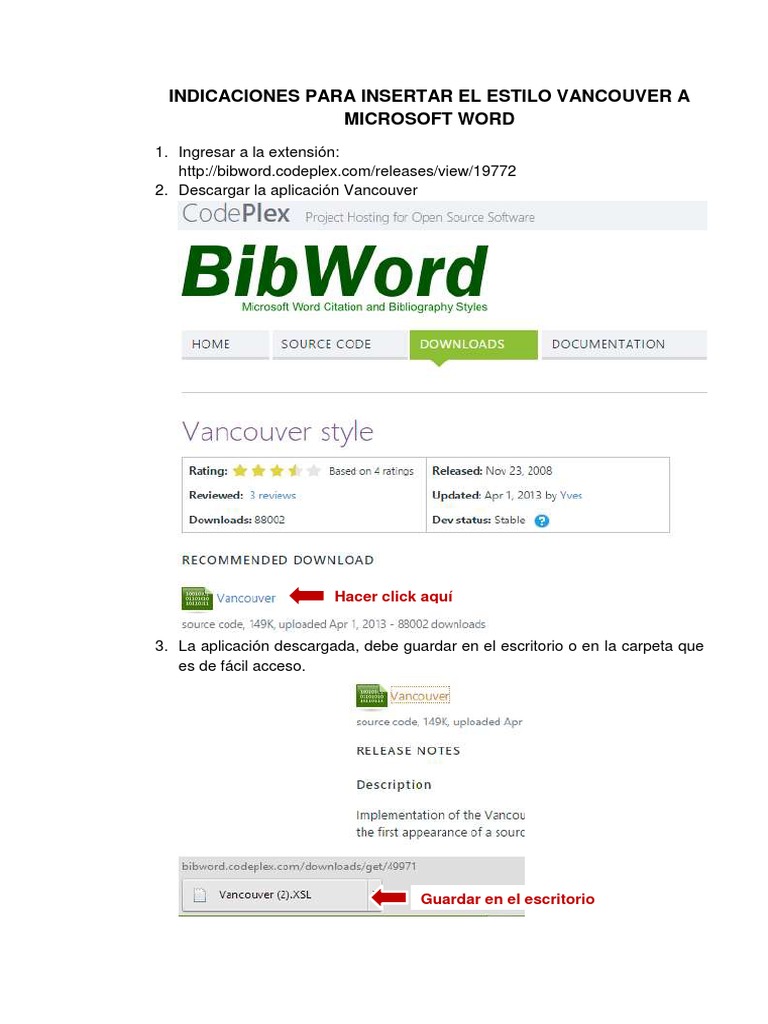 Indicaciones para Insertar El Estilo Vancouver A Microsoft Word | PDF