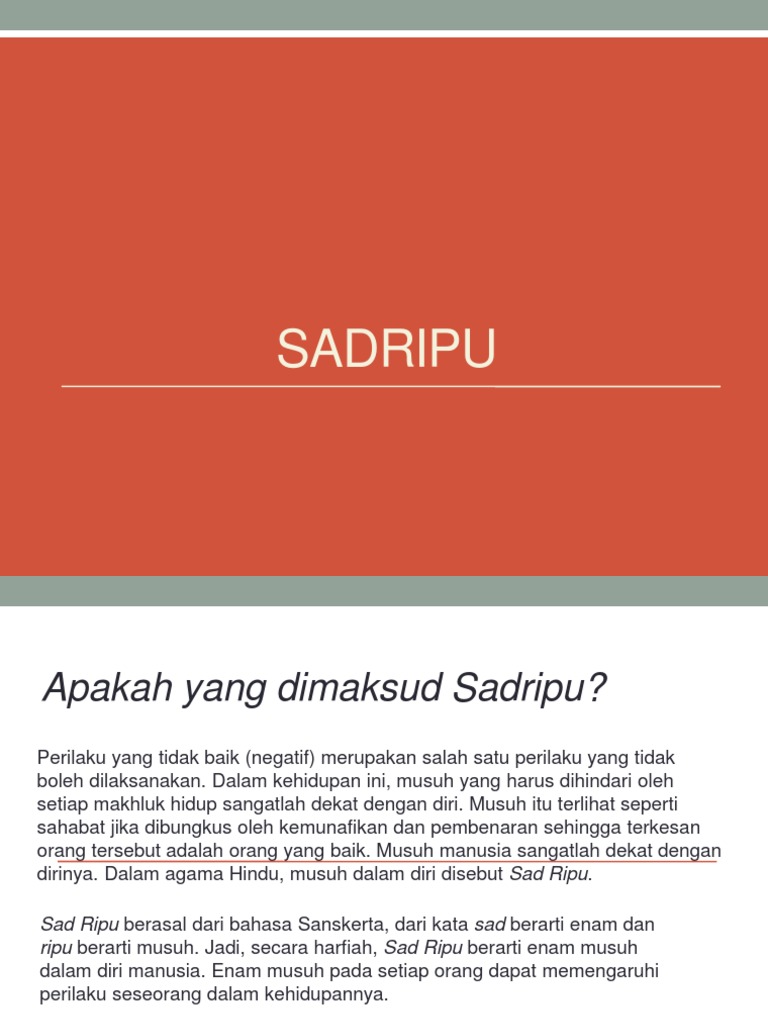 Tema 1 Sad Ripu | PDF | Pengembangan Diri