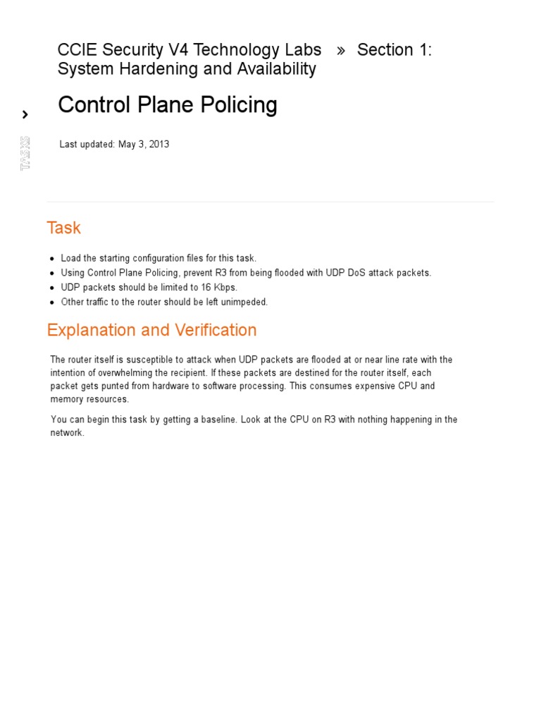 CCIE Security: Control Plane Policing | PDF | Router (Computing ...