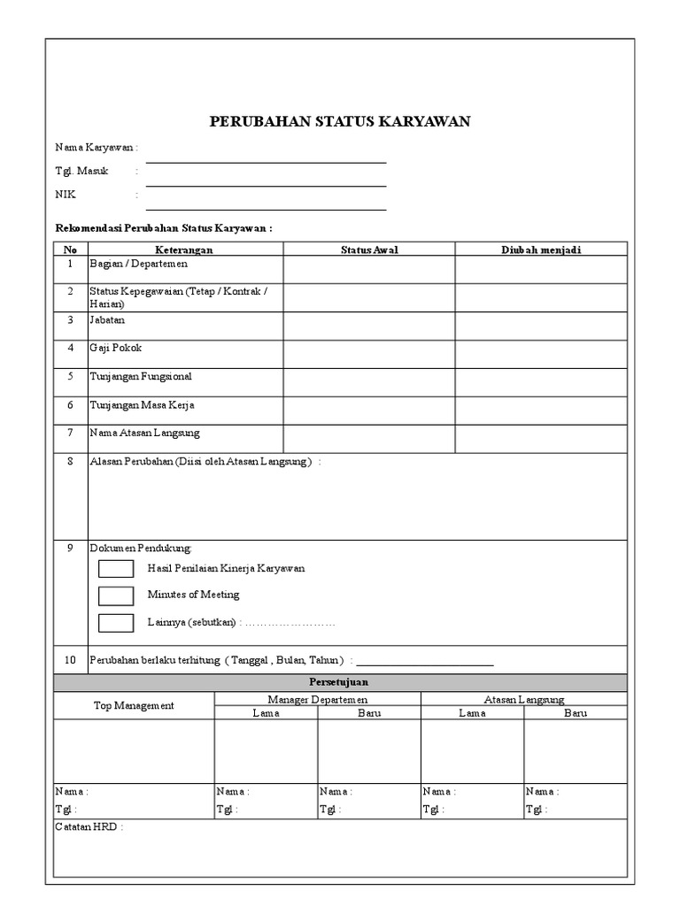 Perubahan Status Karyawan | PDF