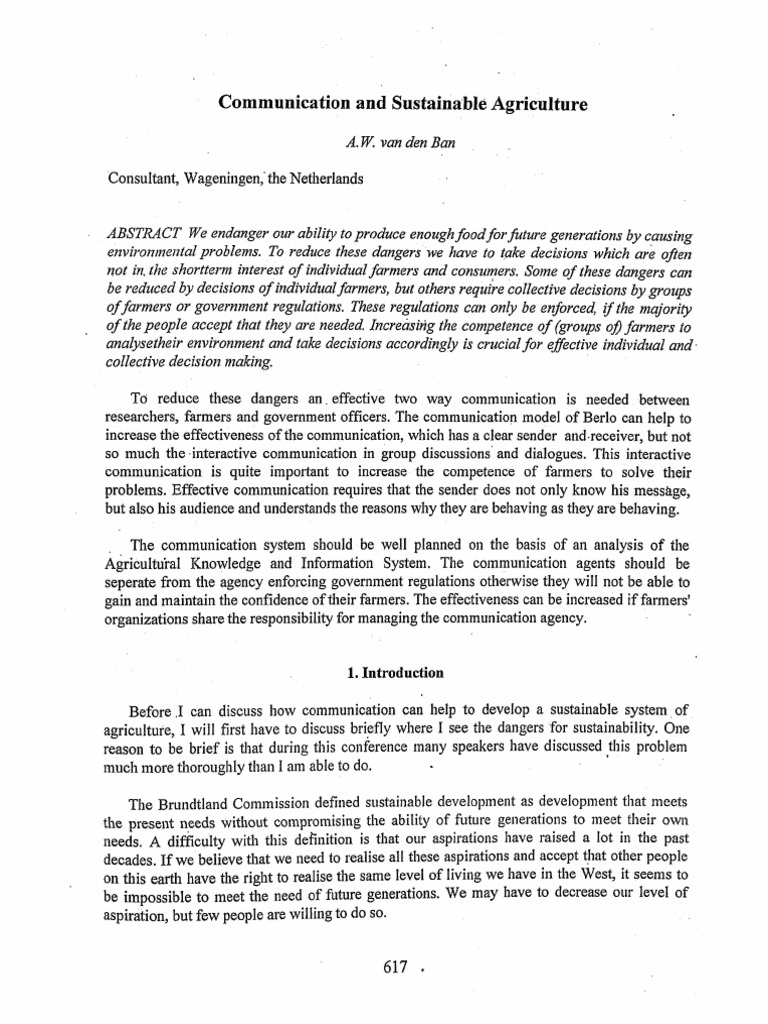Communication and Sustainable Agriculture | PDF | Sustainable ...