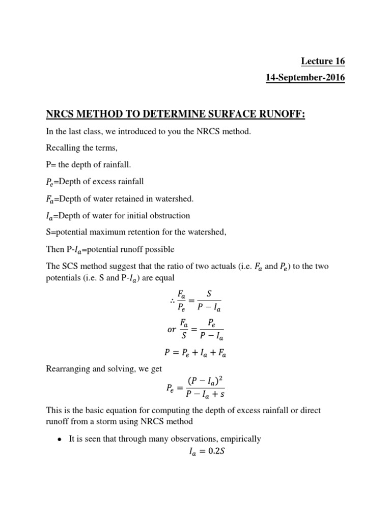 Nrcs Method To Determine Surface Runoff:: 14-September-2016 | PDF ...