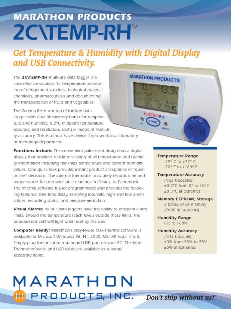 2C/Temp-Rh: Marathon Products | PDF | Fahrenheit | Celsius
