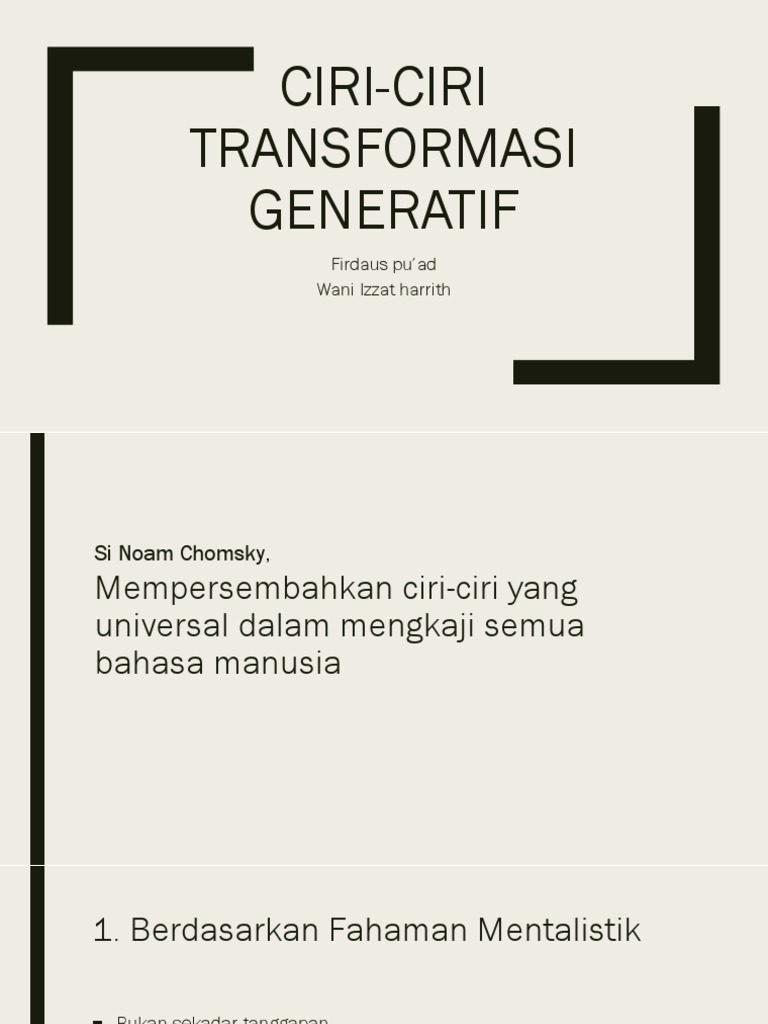 Ciri-Ciri Transformasi Generatif | PDF