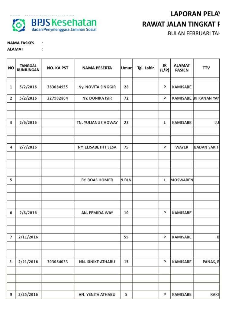 Form Bpjs Rawat Jalan 2016 | PDF