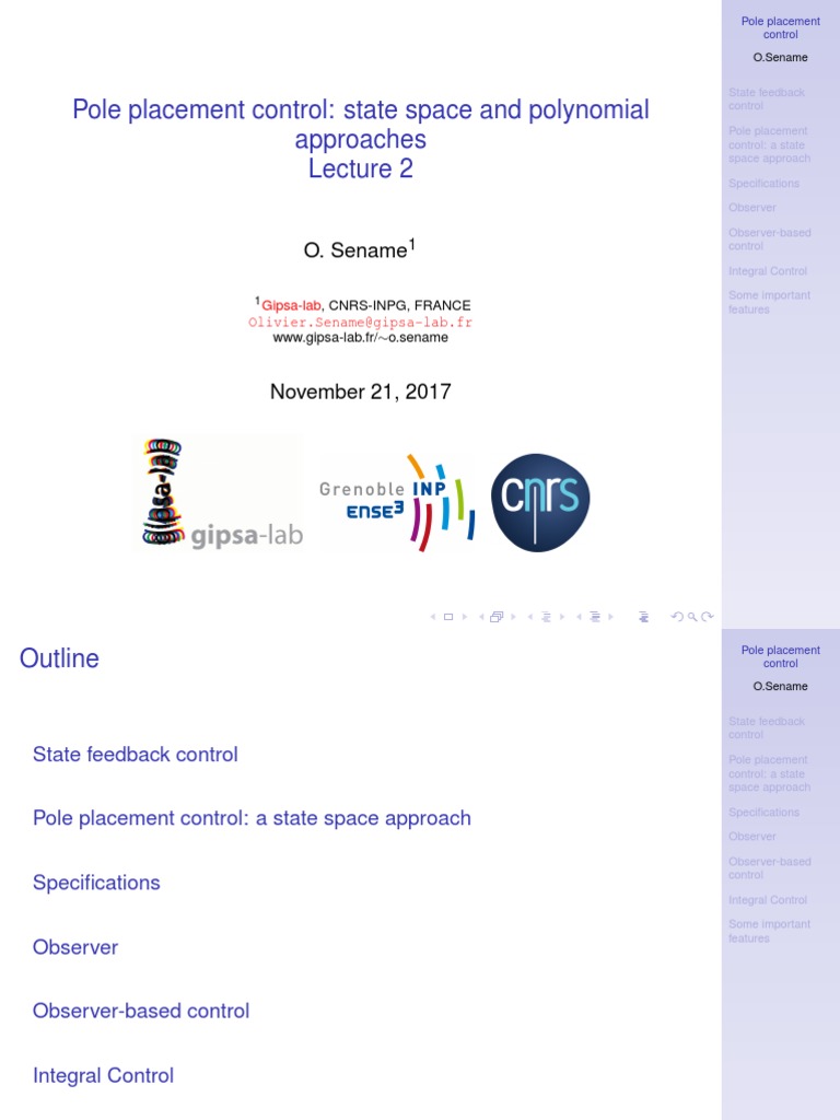 Pole Placement Control: State Space and Polynomial Approaches | PDF ...