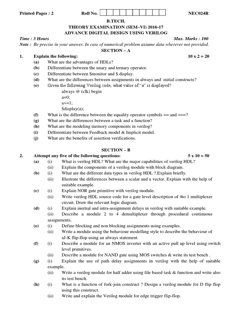 Advance Digital Design Using Verilog Nec024r | PDF | Hardware Description Language | Computer ...