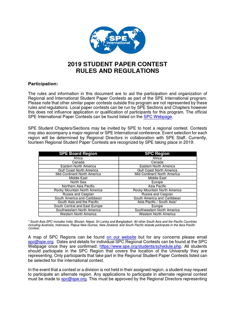 Guidelines for Participation in the 2019 SPE International Student ...