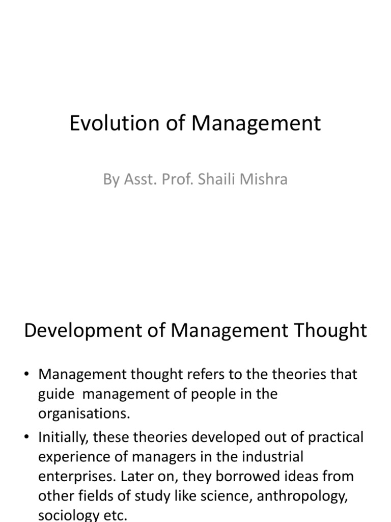 Evolution of Management | PDF | Science | Employment