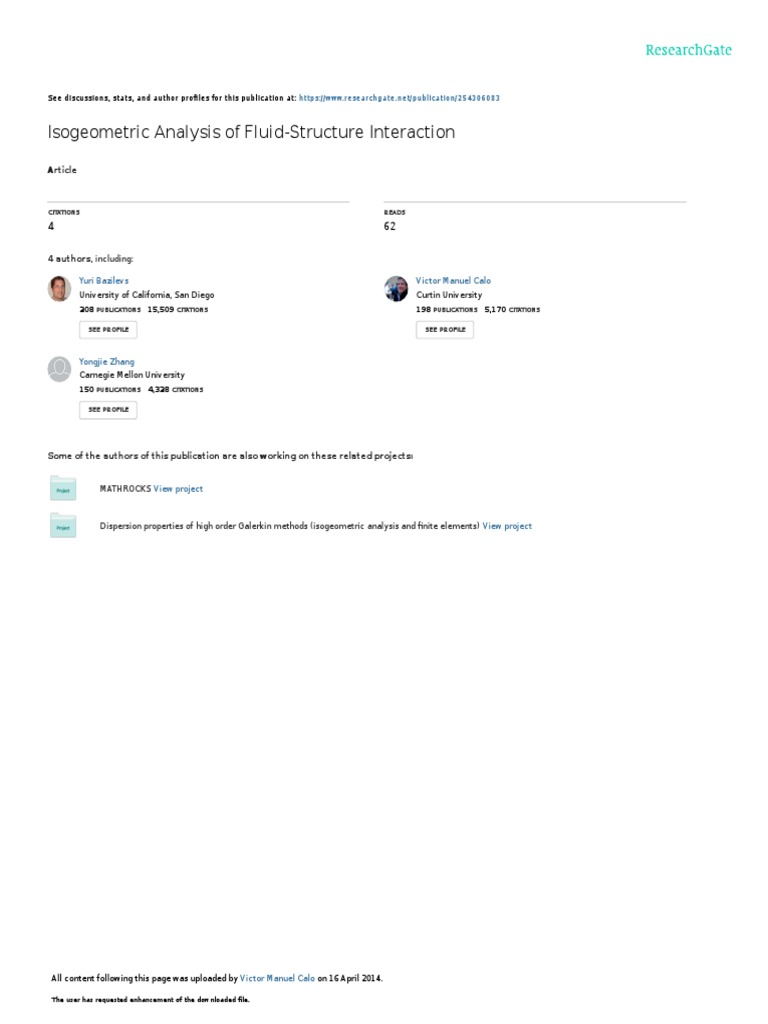 2018 Isogeometric Analysis of Fluid-Structure Interaction | Download Free PDF | Finite Element ...