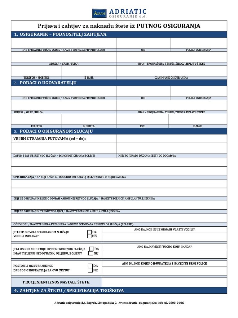 Prijava Stete Putno | PDF