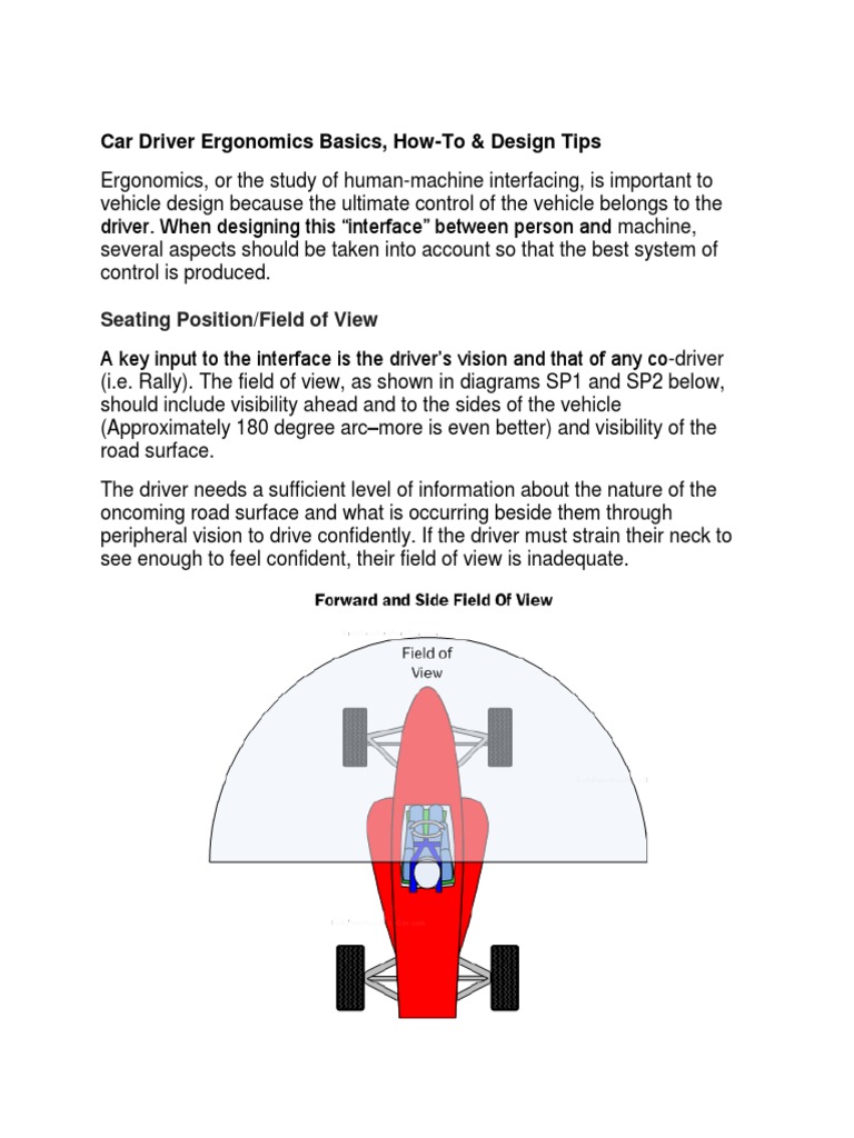 Car Driver Ergonomics Basics, How-To & Design Tips: Seating Position ...