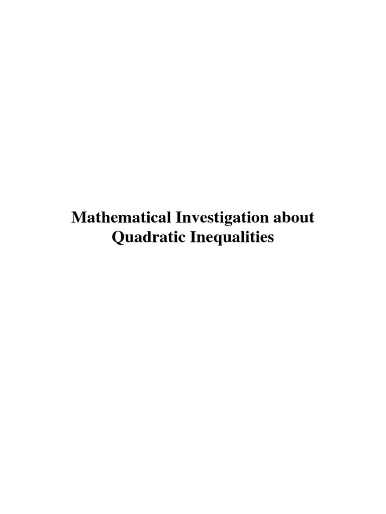 Mathematical Investigation About Quadratic Inequalities | PDF