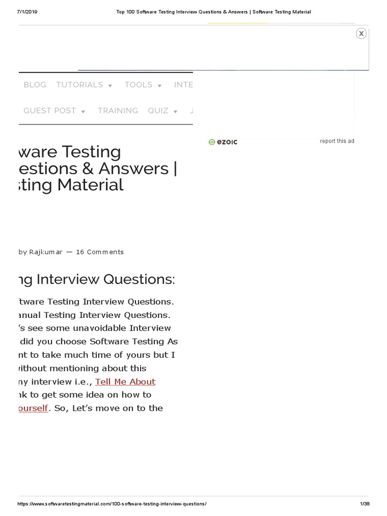 Top 100 Software Testing Interview Questions And Answers Software Testing Material Pdf 9472