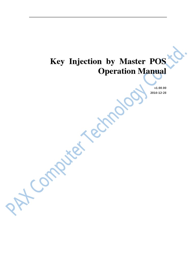 Key Injection by Master POS Operation Manual - v1.00 - 20161228 | PDF ...