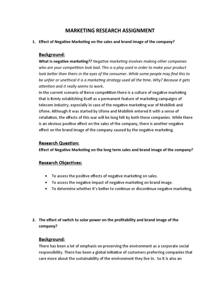 Marketing Research Assignment | PDF | Marketing | Brand