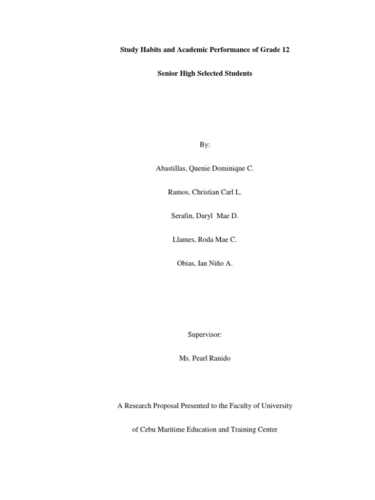 Study Habits and Academic Performance of | Download Free PDF | Science ...