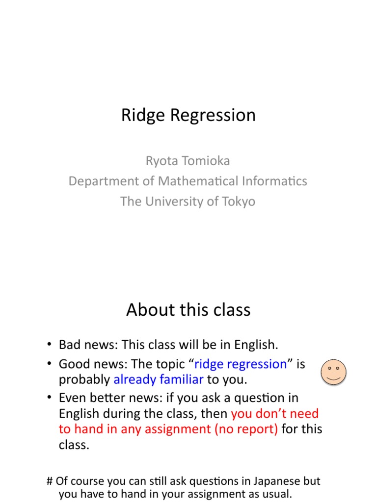 Ridge Regression | PDF | Bias Of An Estimator | Linear Regression