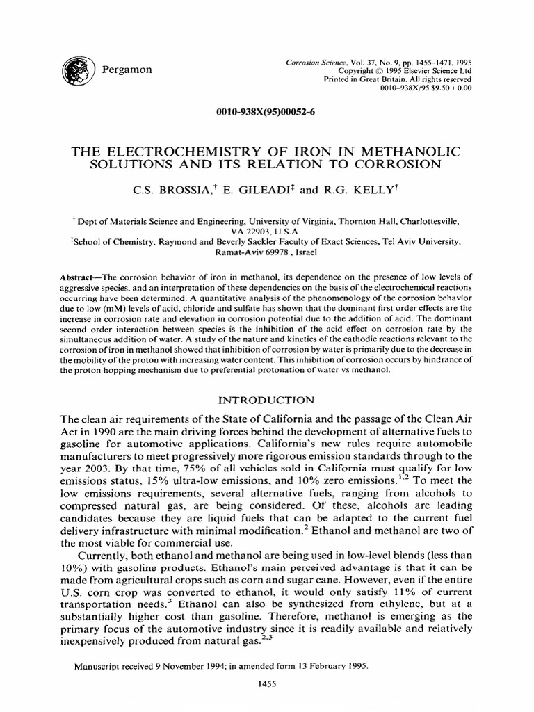 Iron in Methanol | PDF | Corrosion | Electrochemistry