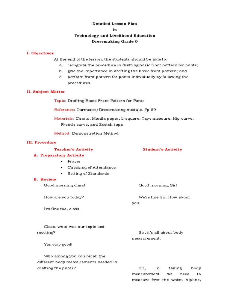 I. Objectives: Detailed Lesson Plan in Technology and Livelihood ...