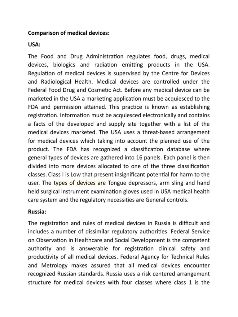 Medical Device Regulation: USA, Russia, China, India | PDF | Medical ...