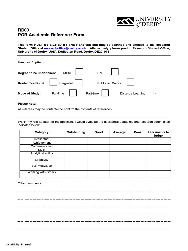 Academic Reference Form Guide | PDF