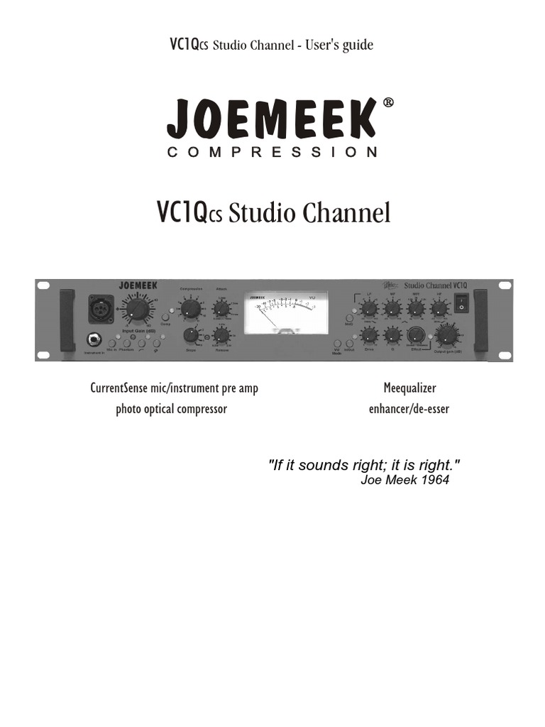 vc1qs Manual | PDF | Microphone | Equalization (Audio)