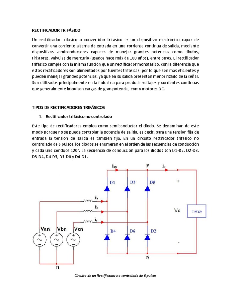 Rectificadores Trifásicos: Tipos y Función | PDF | Rectificador ...