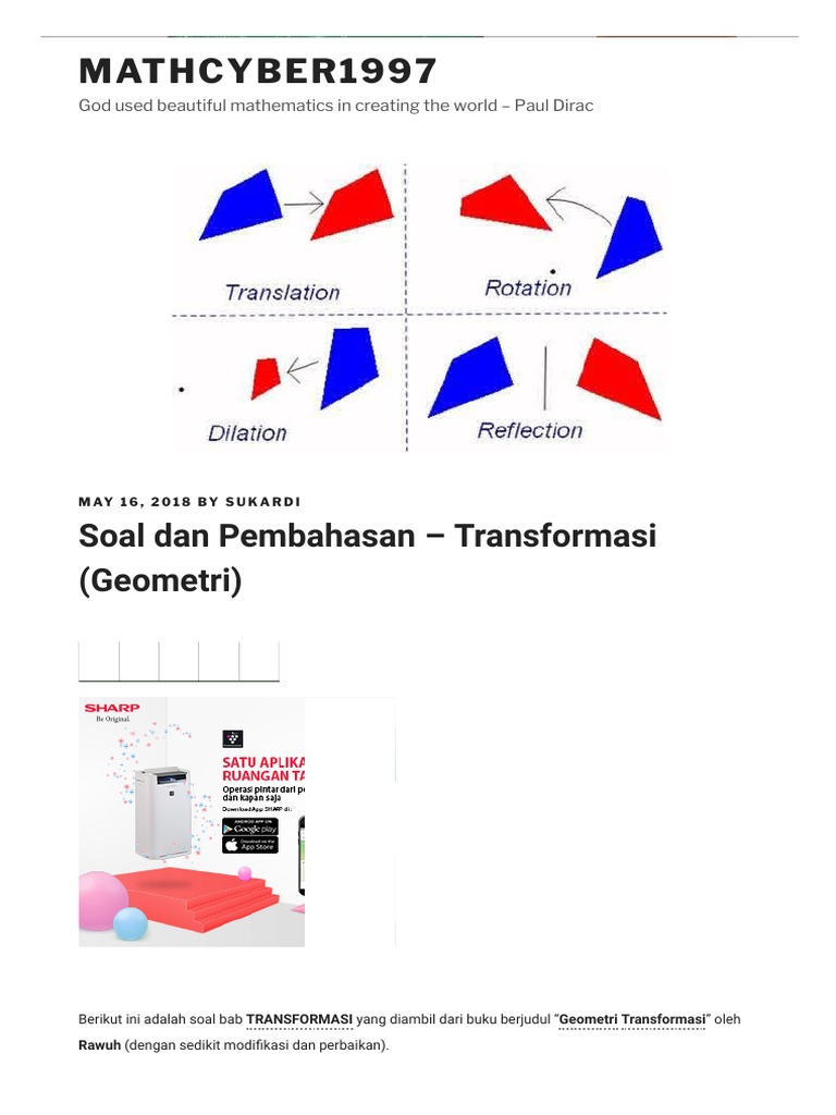 Soal Dan Pembahasan - Transformasi (Geometri) - Mathcyber1997 | PDF