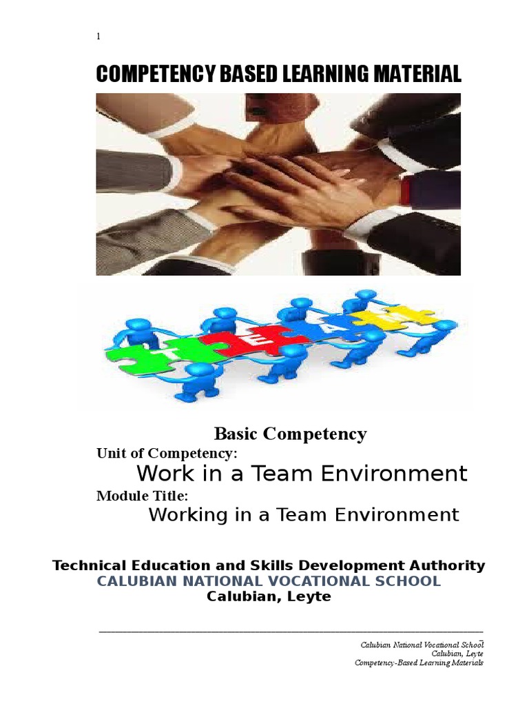 CBLM Work in A Team Environment | PDF | Facilitator | Learning
